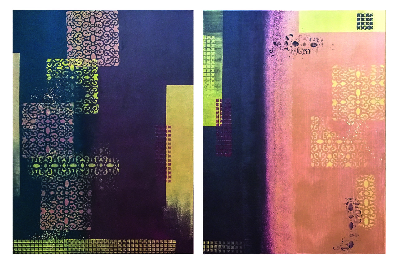 Abstract #3. Diptych, Acrylic Painting, Canvas 60 x 80 cm each (24 x 31 ...